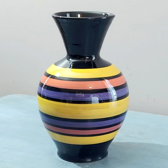Wassi | Accents | Vintage Wassi Art Pottery Colorful Banded Vase | Poshmark